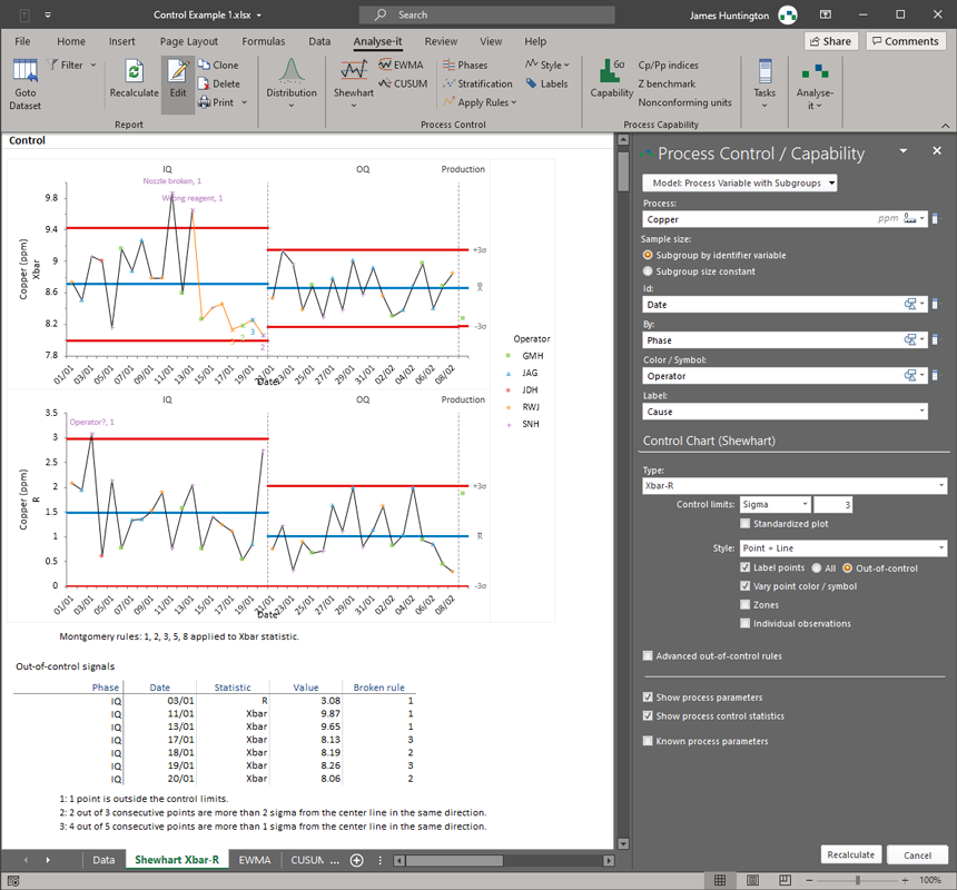 Six Sigma Data Analysis Excel Advancegera
